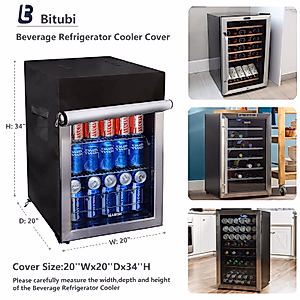 Bitubi Beverage Refrigerator Cooler Cover,Outdoor Fridge Cover – Waterproof, Dustproof, Sun-Proof, 20" W x 20" D x 33" H. Suitable for most 3.2 Cu.ft Beer or Wine Mini Fridge (Black)
