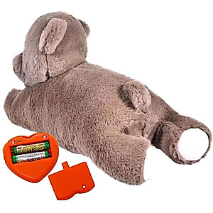 HonourHope Dog Heartbeat Toy for Anxiety Relief, Dog Soft Plush Toy Pet Calming Puppy Behavioral Training Aid Toy Pet Companion Pillow for Puppy Dog Cat Kitty Pets - Bear