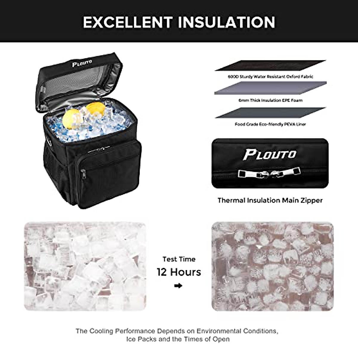 PLOUTO Extra Large Insulated Lunch Bag 24-Can (18L) Soft Leakproof Water Resistant Lunch Cooler for Men Women Adults Travel Picnic Office