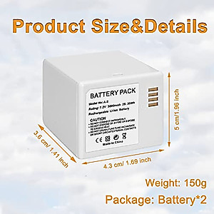 BORTENG Rechargeable Battery for Arlo Go(VMA4410) Camera, Upgraded Replacement Battery 2 Pack 3660mAH 7.2V 26.35WH (for Arlo Go)