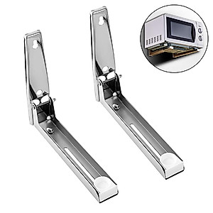 Microwave Bracket Wall Mount Heavy Duty Under Cabinet Microwave Mount Holder Stainless Steel Folding Shelf Microwave Mount Universal Rack Kit 2 Pack Silver