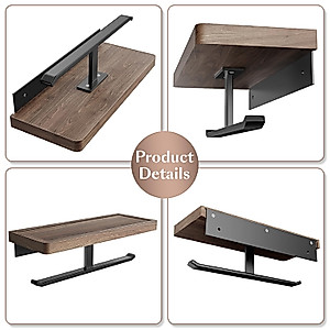 Walnut Toilet Paper Shelves for Bathroom, Jusmoo Double Toilet Paper Holder with Shelf, Bathroom Tissue Wood Holder with Shelf, Screw Wall Mount Bathroom Storage Dispenser