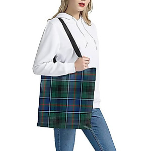 Tote Bag for Women,Innes Clan Dark Blue and Green Hunting Tartan Cute Bags Hand bags for Travel, Work