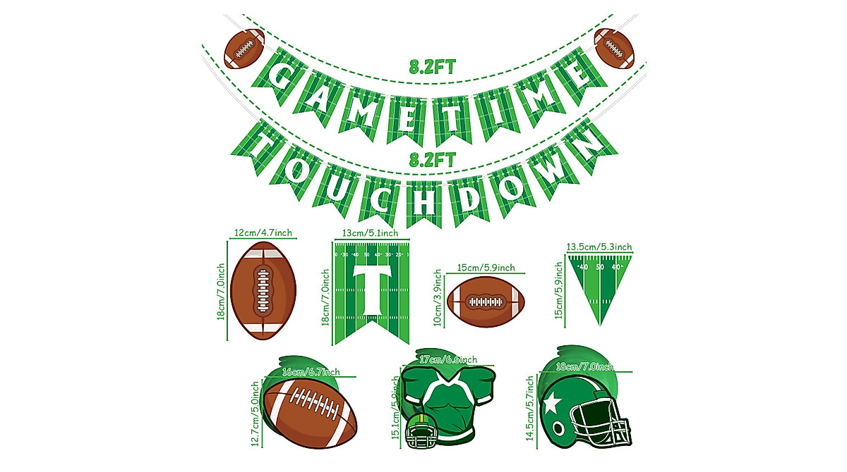 Football Party Decorations Set - Game Time & Touch Down Banners
