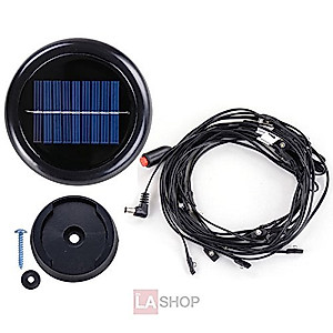 30 LED Lighting 8ft/9ft 6-Rib Wooden Patio Umbrella Solar Panel String Lights Cool White w/Shape Ribs Square for Outdoor Décor Home Garden Café