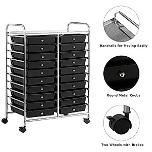 Giantex 20 Drawer Rolling Storage Cart Tools Scrapbook Paper Office School Organizer (25 x 15 x 35 Inch, Black)