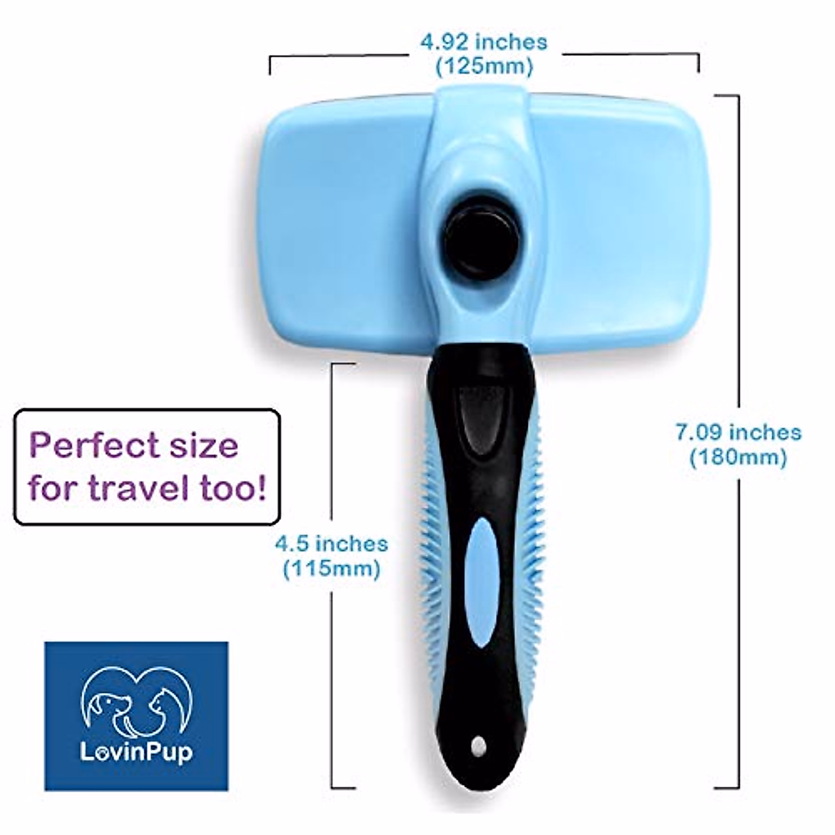 LovinPup Dog Slicker Brush, Self Cleaning, Shedding and Grooming Tool for Pets, Best Dog Brush with Easily Retractable Bristles to Remove Hair Instantly