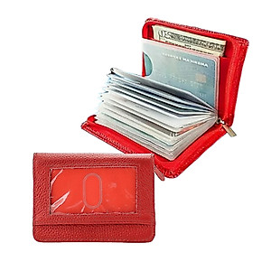 Lock Wallet Ultra Slim Compact Fits In Pockets Purses 18 sleeves RFID Blocking Wallet for Men Women (Red)