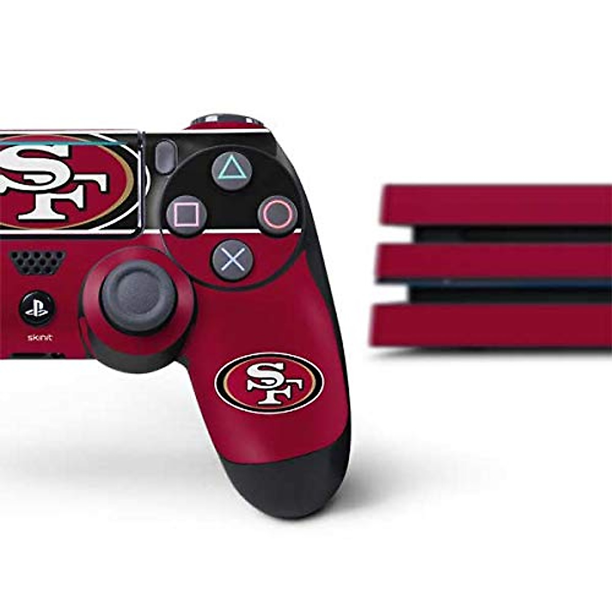 Skinit Decal Gaming Skin Compatible with PS4 Pro Console and Controller Bundle - Officially Licensed NFL San Francisco 49ers Zone Block Design