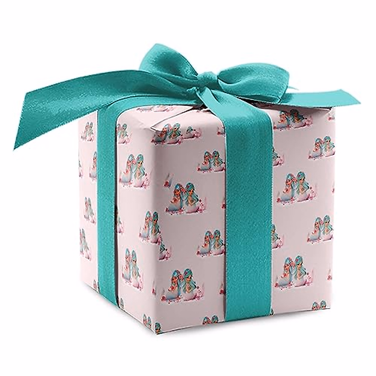 Pastel Mermaid Friends Luxury Gift Wrap, Thick Wrapping Paper, Sea Theme Floral Fairy Princess Birthday Party Decor (One 20 inch x 30 inch sheet)