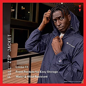 Champion mens Stadium Full Zip Jacket, Left Chest Script Jacket, Black-549369, Large US