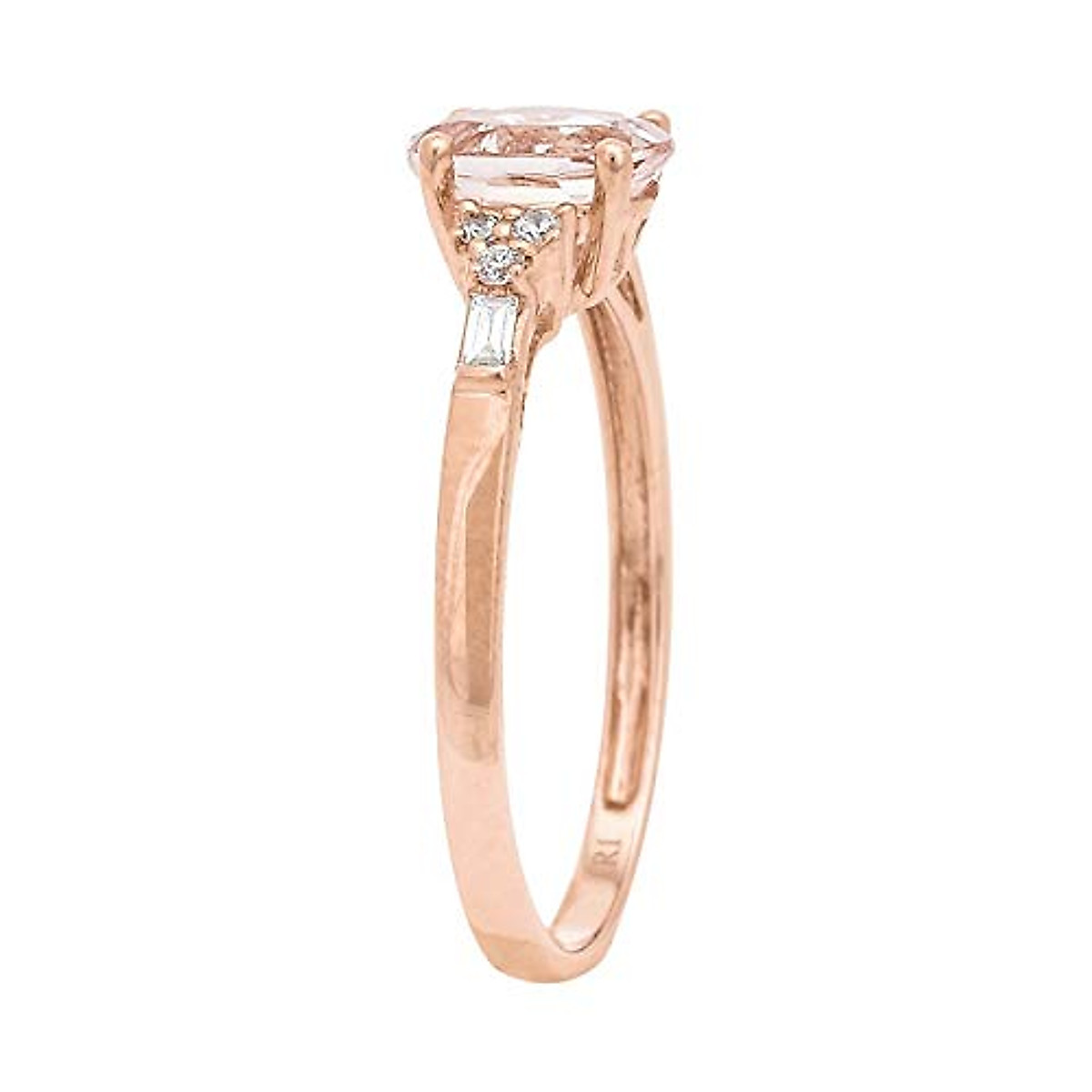 Gin & Grace 10K Rose Gold Genuine Morganite & Natural Diamond Engagement Promise Propose Promise Ring for Women