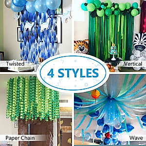 PartyWoo, 51 pcs Blue Balloons and Crepe Paper for Balloon Garland, General Audience, Unisex, Birthday, Wedding Decorations