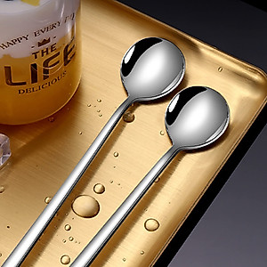 8 Pieces Iced Tea Spoon, IFeico 7.32 Inch Long Handle Spoon, Dessert Spoons, Stainless Steel Spoon, Stirring Mixing Spoon, Sliver Coffee Spoons, Ice Cream Spoons, Mirror Polished