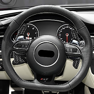 AIRSPEED Car Steering Wheel Paddles Carbon Fiber Steering Wheel Shift Paddle Extended Shifter Trim Cover Accessories for Audi A5 S3 S5 S6 SQ5 RS3 RS4 RS5 RS6 RS7, Black