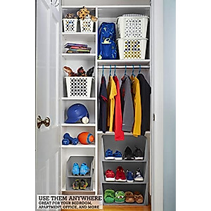 Organize Your Home Small Stackable White Storage Containers with Open Tops, 4 Pack, Great Organizing Bins for Kitchen Pantry, Closet, Bedroom, and Bathroom Storage, 10” x 8.9” x 6.1”