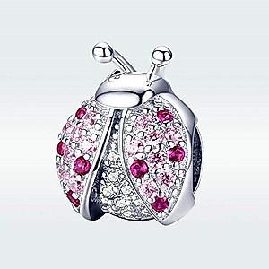 Insect Charm 925 Sterling Silver bee,Butterfly, Dragonfly, Animal Charms Fit on 3mm Pandora Snake Chain Bracelet (Ladybug)