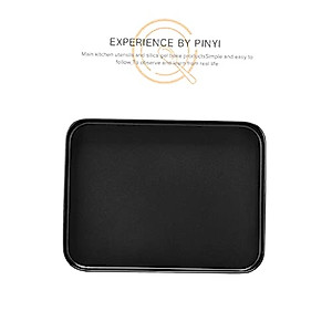 FURLOU Metal Serving Tray Accessory Tray Oven Roasting Pan Cookie Tray Black Cake Plates Cake Baking Tray Baking Pans Big Cake Brownie Baking Tools Bread Pan Black Non Stick Baking Tray Plate