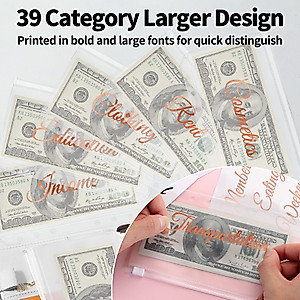 Sooez Money Organizer for Cash, A6 Budget Binder with Zipper Envelopes, Rose Gold Sticky Labels & Extra Thick Expense Sheets,Money Saving Binder Budget Book with Cash Envelopes for Budgeting, Purple