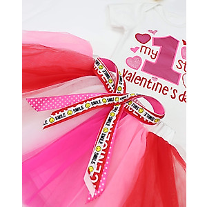 KANGKANG My First Valentine Day Newborn Girl Clothes Romper + Tutu Skirt Infant Summer Outfits 3PC Set 6-9 Months