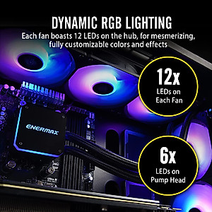 Enermax Liqmax III 360 A-RGB AIO CPU Liquid Cooler - 360mm Radiator, 120mm ARGB PWM Fan, for Intel LGA1700/AMD AM5, 5 Year Warranty