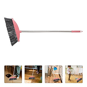 Ciieeo Heavy-Duty Broom, Stainless Steel Broom with Long Handle Floor Sweeping Brooms Wide Angle Outdoor Brooms for Shower Cleaning Patio Kitchen Grout Pink