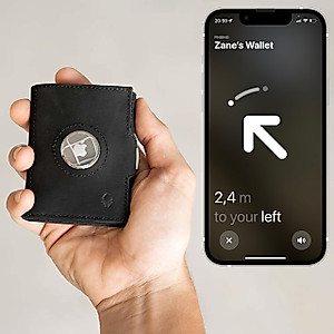 DONBOLSO Wallet Air I Slim AirTag Wallet with Apple AirTag Holder I Stylish Leather Card Holder with RFID Protection I For Men and Women I Holds up to 11 Credit Cards I Vintage Black