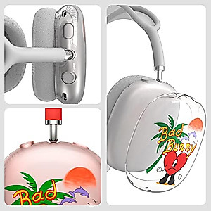 Clear Bad Funny Bunny Design AirPods Max Case,Soft Silicone TPU Protective Cover Accessories Compatible with Apple Airpods Max for Teens Boys Girls