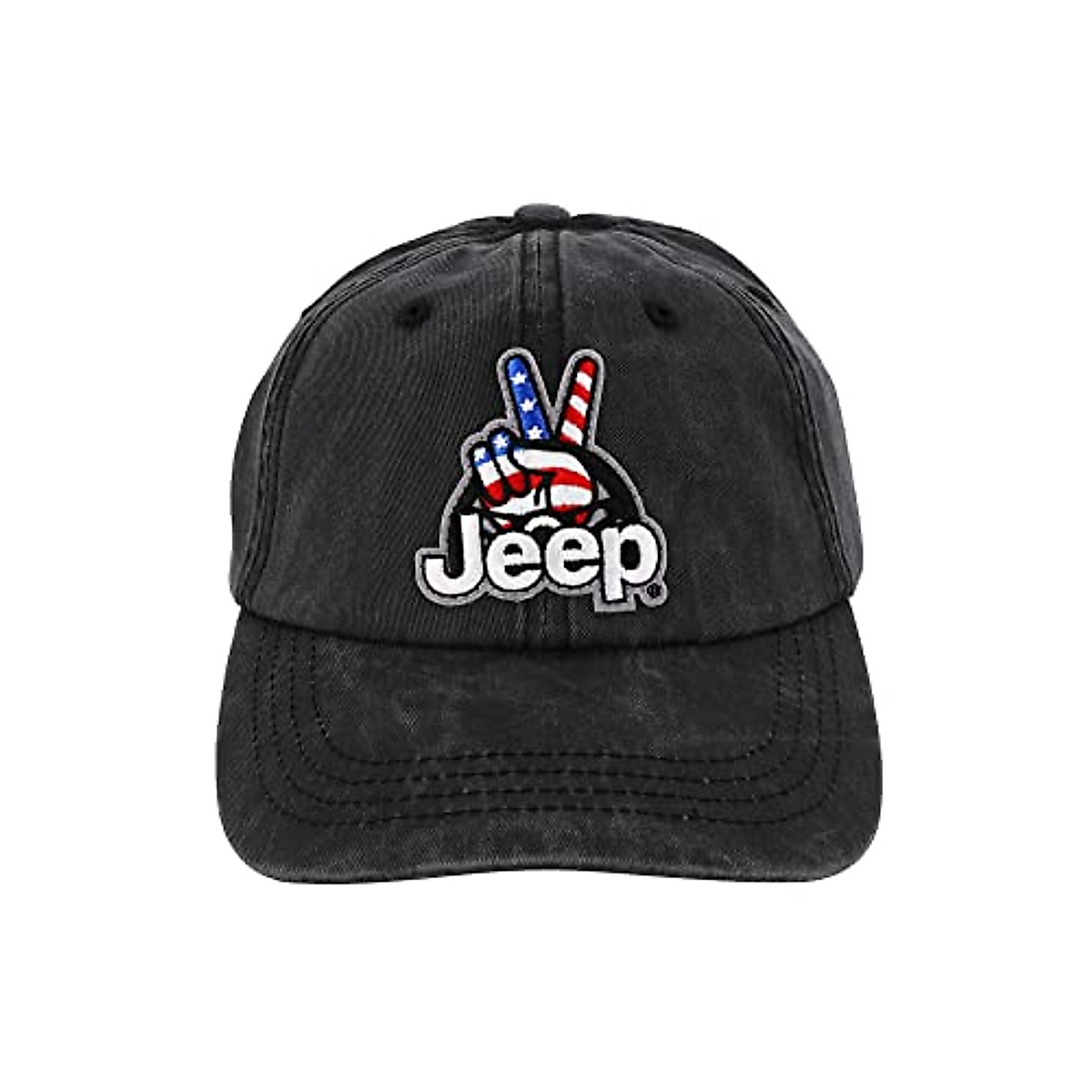 Jeep Wave USA Chino Twill Patch Garment Washed Hat Black