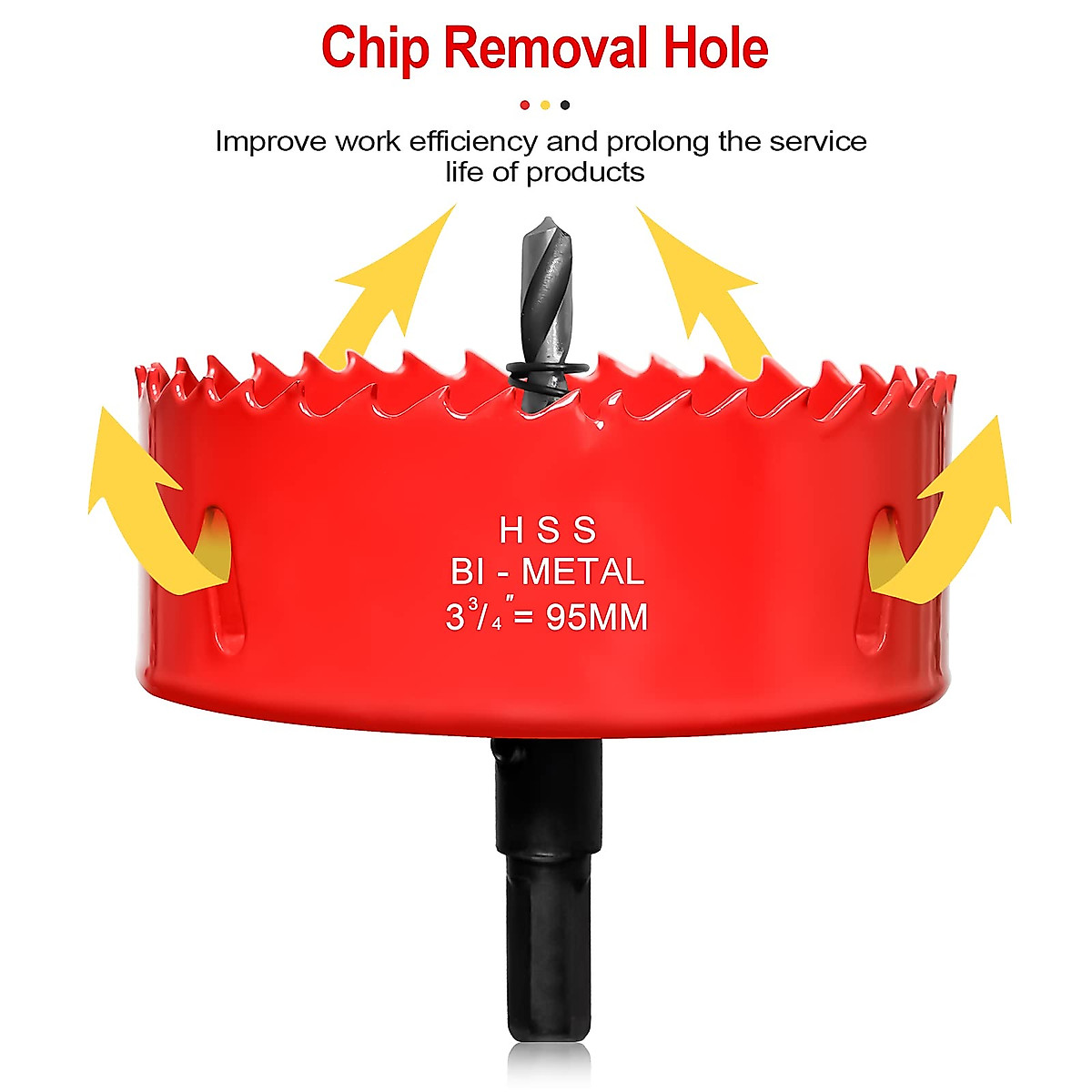 Hole Saw 3 3/4” (95mm) for Wood and Plastic, HSS Bi-Metal Hole Cutter Core Drill Bit for Drywall, PVC Boards, Fiberglass and Vent Pipes