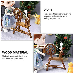 Toddmomy 1: 12 Vintage Sewing Machine Dollhouse Miniature Hand Reeling Machine Wooden Spinning Wheel Mini Dollhouse Furniture Accessories