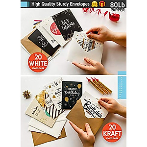 Happy Birthday Cards Assortment - Bday Cards in Bulk - 5x7 Assorted Variety Box Set 40 Pack Unique Designs with Envelopes - Birthday Card for Men Women Kids - for Office - Greeting Message Inside