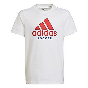 adidas Boys' Soccer Logo Tee, White, Small
