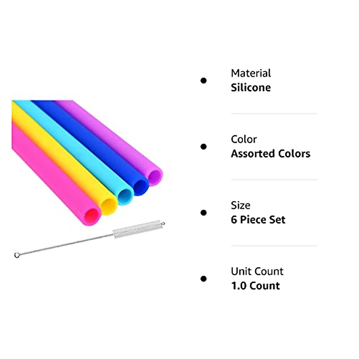 Reusable Silicone Drinking Straws - Set of 5 - BPA Free - Free Cleaning Brush Included - Work with 20 or 30oz Tumblers, Bubba & Yeti Mugs - Perfect for Smoothies