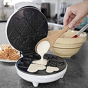 Mini Hearts Waffle Maker - Make 9 Heart Shaped Waffles or Pancakes w Electric Nonstick Waffler Iron- Unique Breakfast for Loved Ones Kids Adults, Fun Gift, Special Holiday Treat or for Summer Parties
