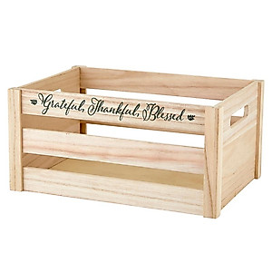 Storage Boxes - Heartfelt Collection - Set of 2 Farmhouse Style Nesting Wood Storage Crates, Small and Large, Grateful