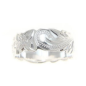 Arthur's Jewelry Sterling silver 925 Hawaiian 8mm ring plumeria flower scroll scallop cut out size 4