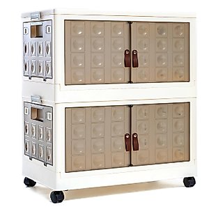 Citylife 2 Packs Closet Organizers and Storage Stackable Plastic Storage Bins with Wheels Collapsible Closet Storage Containers with Lids 78 Qt