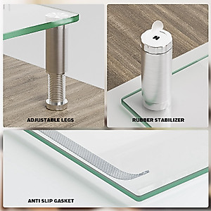 Hemudu Dual Monitor Stand -Adjustable Length and Angle Dual Monitor Riser, Computer Monitor Stand, Desktop Organizer, Monitor Stand Riser for PC, Computer, Laptop (Clear)