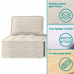 BALUS Modular 5 Seater Sofa Couch, Modern Sectional Sofa Couch, Armless Floor Sofa Couch, Soft Fabric Sofa Bed for Bedroom, Living Room and Sturdy Room, Free Combination, 5 PCS Beige