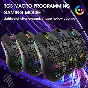 XINMENG Wired Gaming Keyboard and Mouse Combo, Compact 82 Keys RGB Blackit Mechanical Keyboard and Adjustable 8000DPI Lightweight Honeycomb Design Mouse, Spill-Resistant for Desktop, Computer, PC
