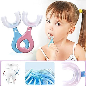 Kids U-Shaped Toothbrush 4Pcs, Children Manual Toothbrush, Food Grade Soft Silicone Brush Head, Baby Portable Silicone Whitening Massage Toothbrush, 360° Oral Cleaning Tools for Children (Aged 2-6)