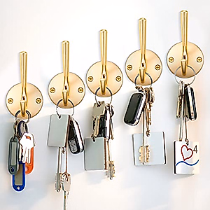 Coat Hooks Bathroom Towel Hooks Rustproof Metal Hooks Heavy Duty Double Robe Hook Clothing Hat Key Hook Toilet Kitchen Wall Mounted Hanger (Gold,6 Pieces)