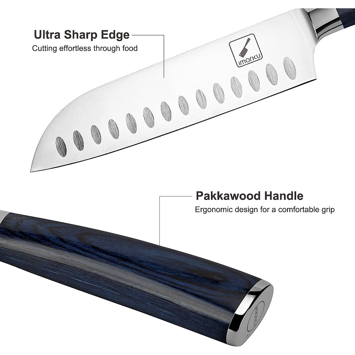 imarku Kitchen Knife 7 Inch Santoku Knife Ultra Sharp Chopping Knife - 7Cr17Mov Japanese Chefs Knife, Vegetable Knife, Best Cooking Knife Choice & Kitchen Gadgets 2023 (Blue)