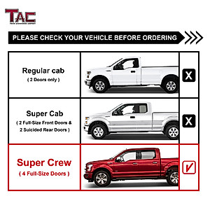 TAC Sidewinder Running Boards Fit 2015-2024 Ford F150 Supercrew Cab| 2022-2024 F150 Lightning EV Supercrew Cab|2017-2024 F250/F350/F450/F550 Super Duty Crew Cab Truck 4” Drop Fine Texture Black 2Pcs