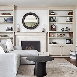 ALOADECOR W24 in. Small Black Round Coffee Table Contemporary Coffee Table Metal Single Circle Coffee Table for Living Room Modern Concrete Coffee Table for Bedroom