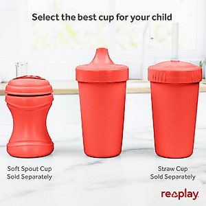 Re-Play Made in USA 10 Oz. Sippy Cups for Toddlers, Pack of 6 - Reusable Spill Proof Cups for Kids, Dishwasher/Microwave Safe - Hard Spout Sippy Cups for Toddlers 3.13" x 6.25", Multicolored
