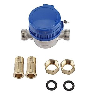 Water Flow Meter, Copper Mechanical Water Meter, Portable Water Flow Gauge, for Measuring Water Flow of Households or Gardens, with Mounting Accessories