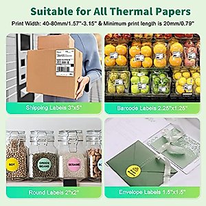 JADENS 3X5 Bluetooth Shipping Label Printer, Thermal Label Printer for Small Packages, Label Maker Machine, Support Windows, Mac, Chromebook, iOS, Android, Compatible with Amazon, Ebay, Etsy, USPS