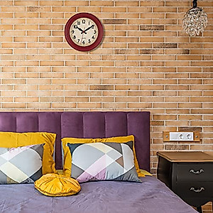 Foxtop Retro Wall Clock 9 Inch Silent Non-Ticking Small Battery Operated Red Wall Clock Vintage Classic Decorative Clock for Office Bedroom Kitchen Living Room Home